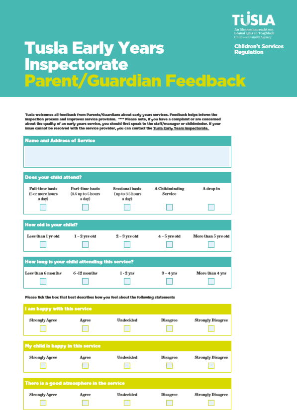 Early Years FeedbackTusla - Child and Family Agency